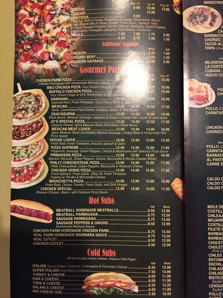 Menu at Jv's Pizza & Mexican Restaurant, Pleasantville