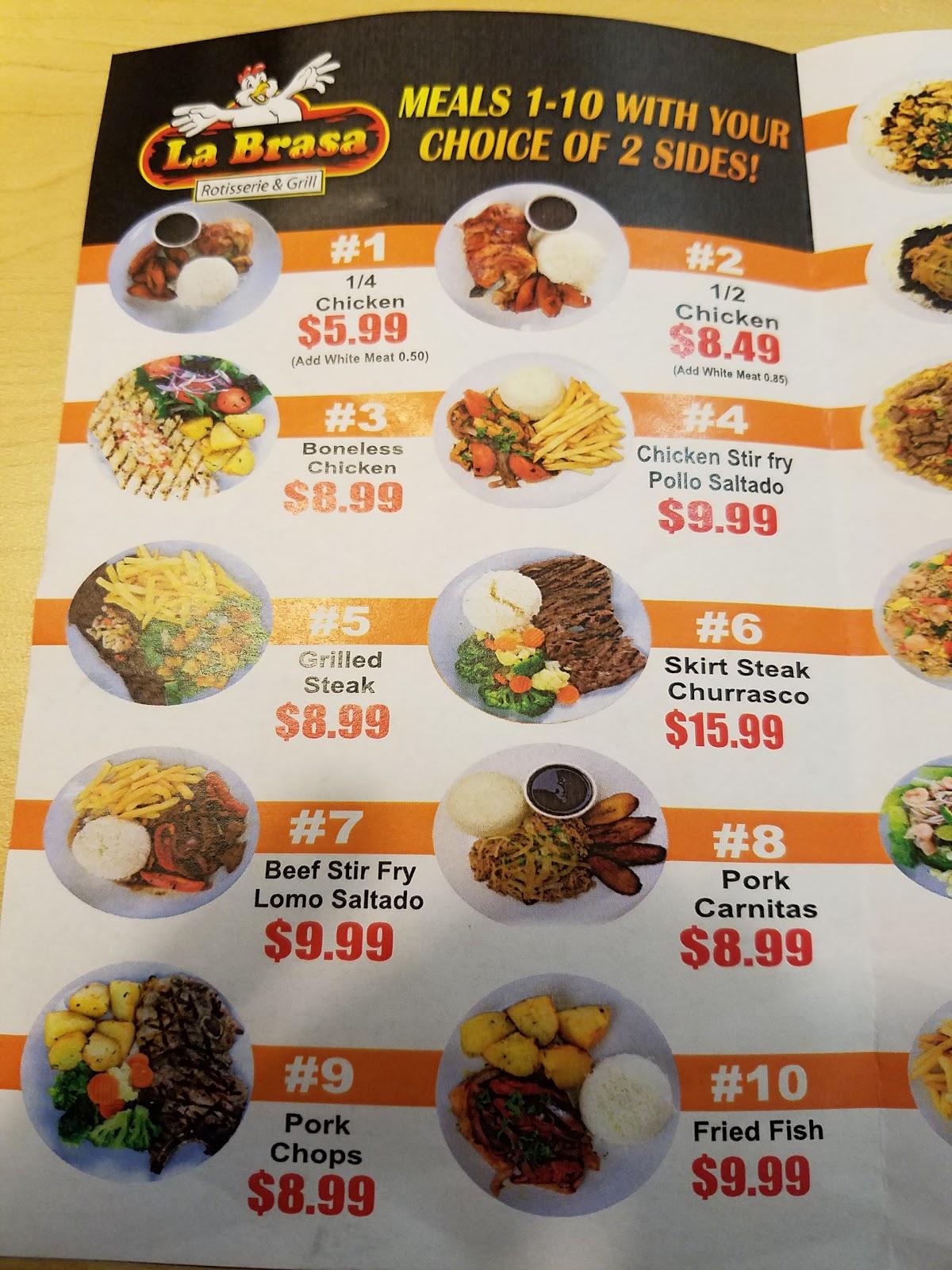 Menu at La Brasa restaurant, Boynton Beach