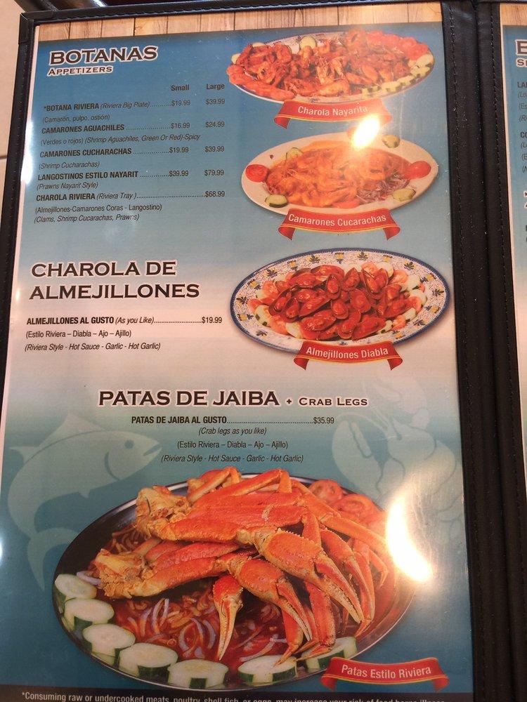Carta del restaurante Mariscos La Riviera Nayarit, Dallas