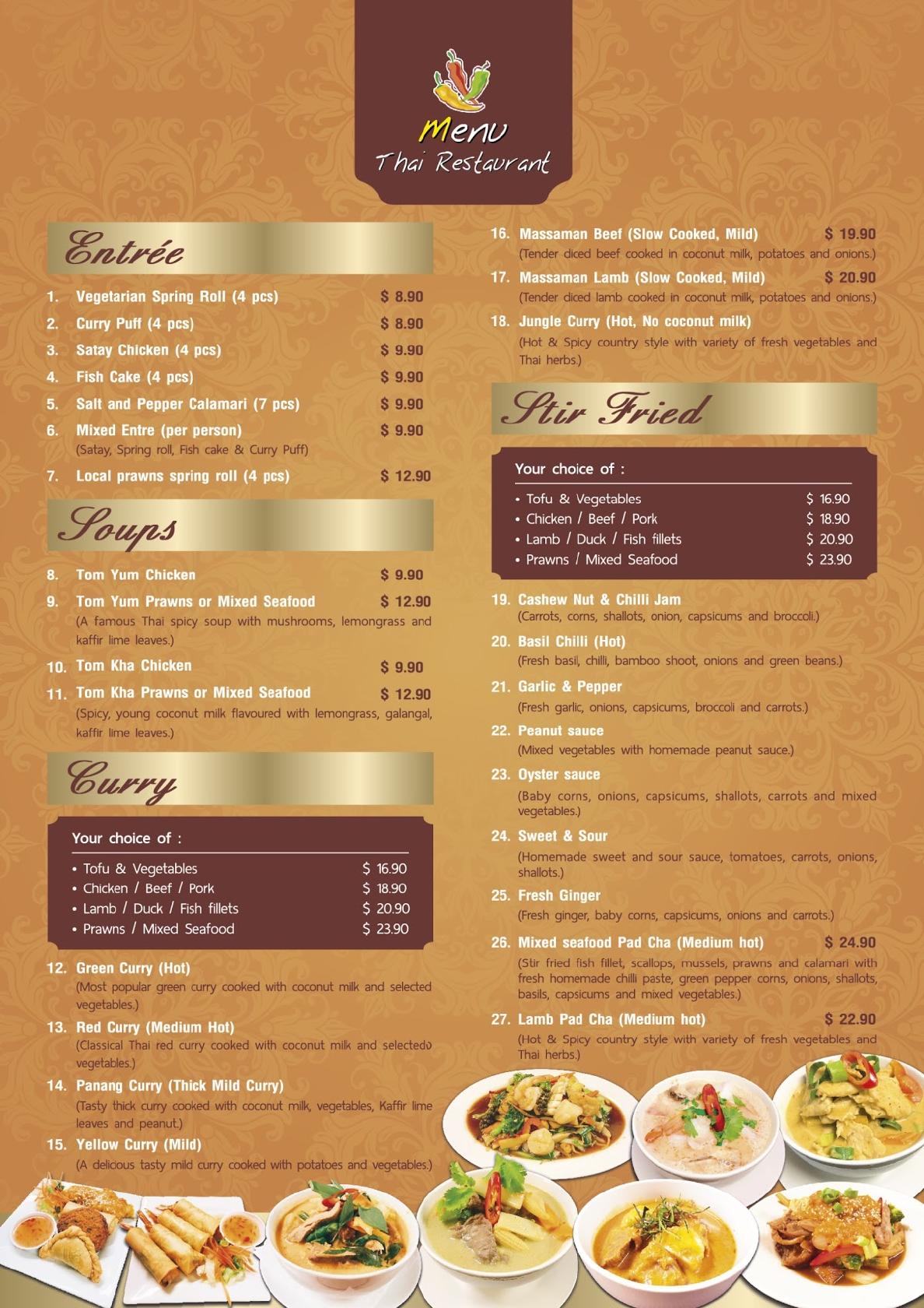 Menu at Mossman Thai Cuisine restaurant, Mossman, Shop 2/33 Front St