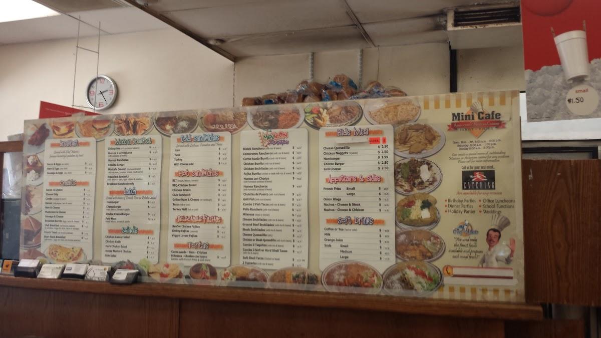 Menu at Mini Cafe, Santa Ana