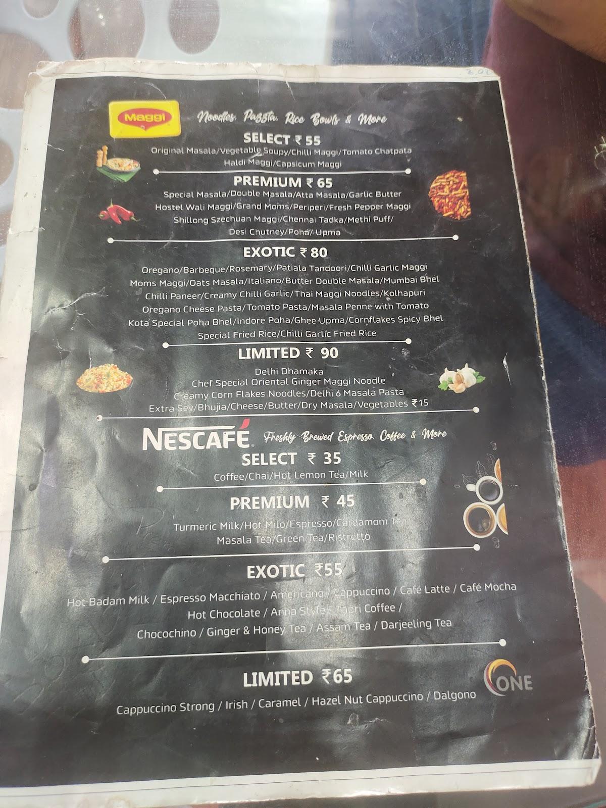Menu at Nescafe Pal RTO, Surat