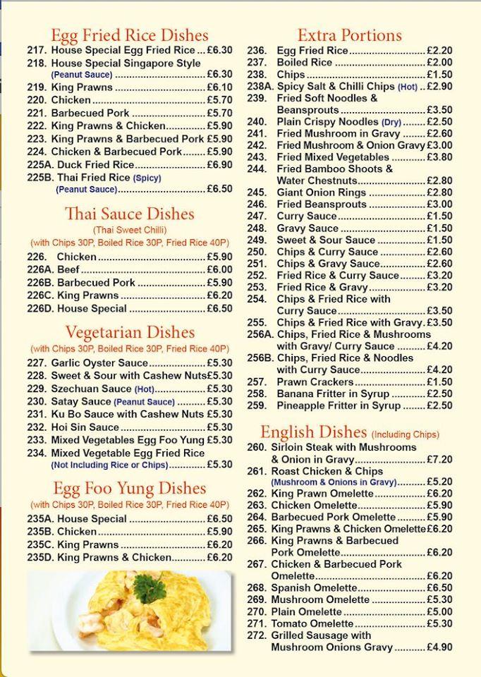 Menu at New Golden Palace fast food, Ashington