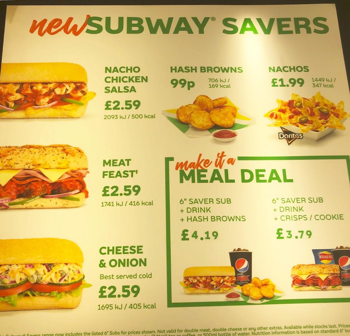 Menu at Subway restaurant, Farnham, 16 The Borough