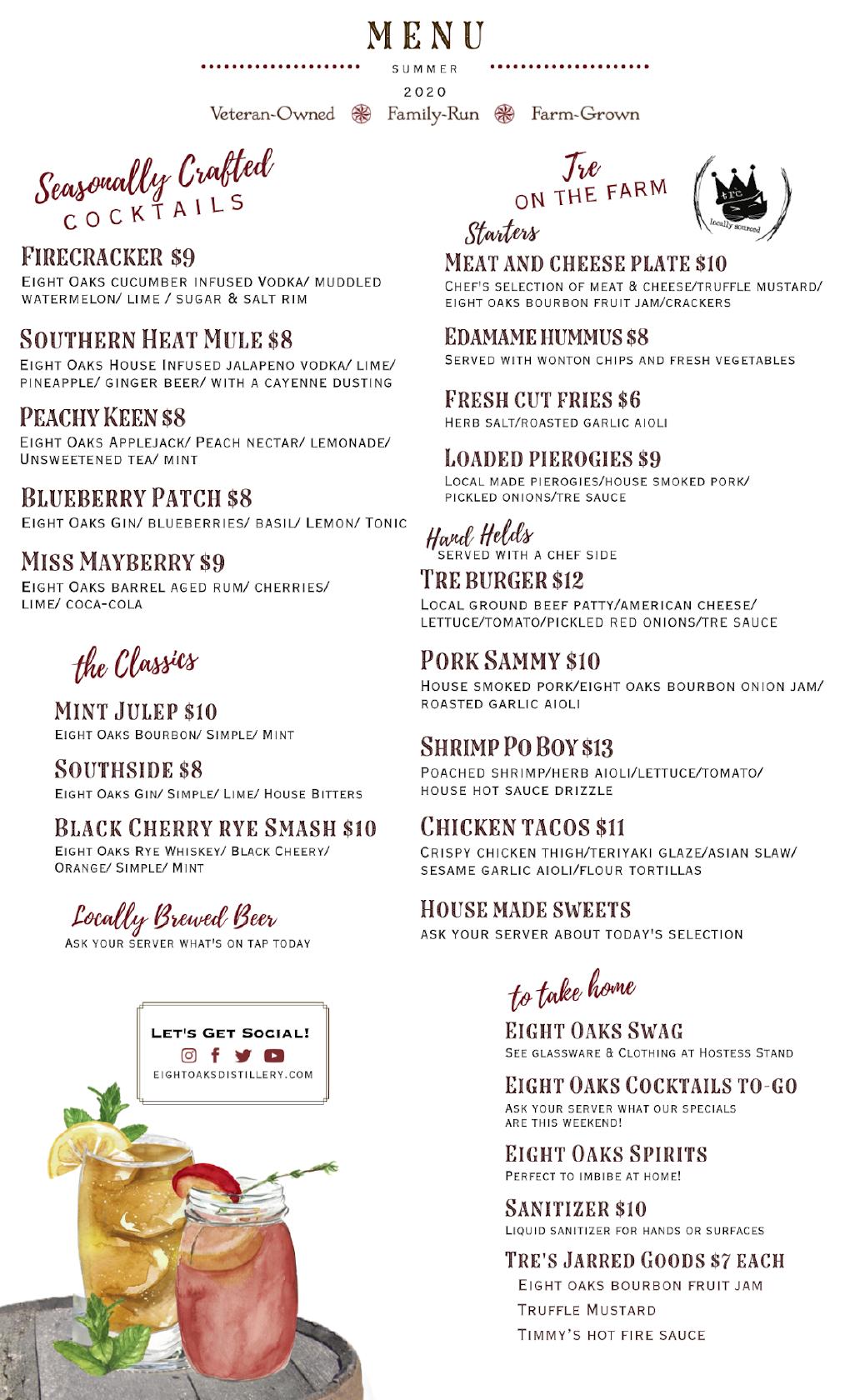 Menu at Tre on the Farm restaurant, New Tripoli