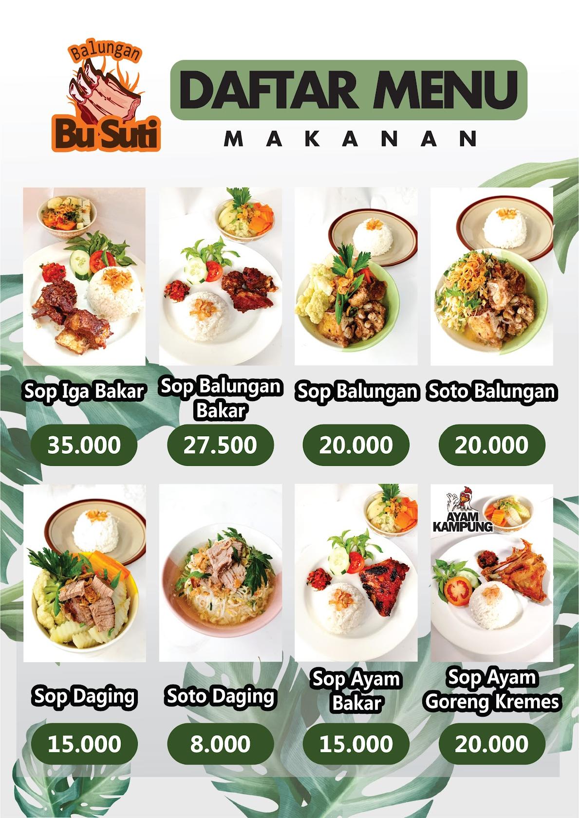 Menu at WM. SOP BALUNGAN "BU SUTI" restaurant, Boyolali