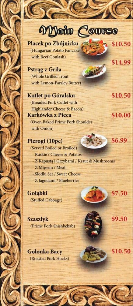 Menu at Bacowka Restaurant, Schaumburg