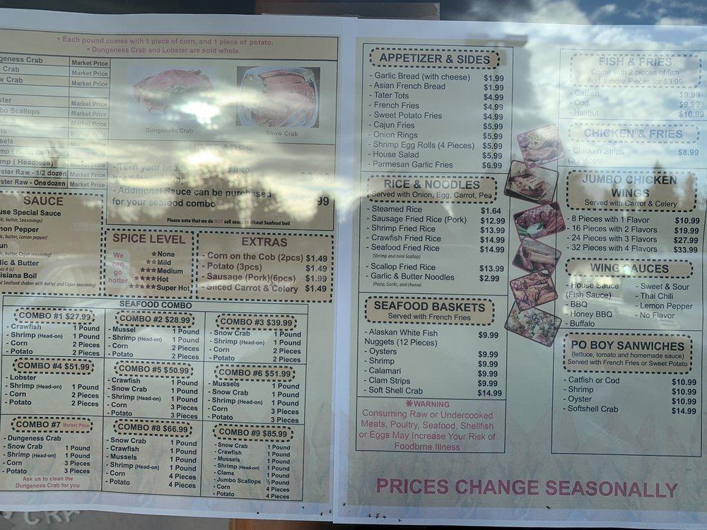 Menu at Crawfish Chef restaurant, Puyallup