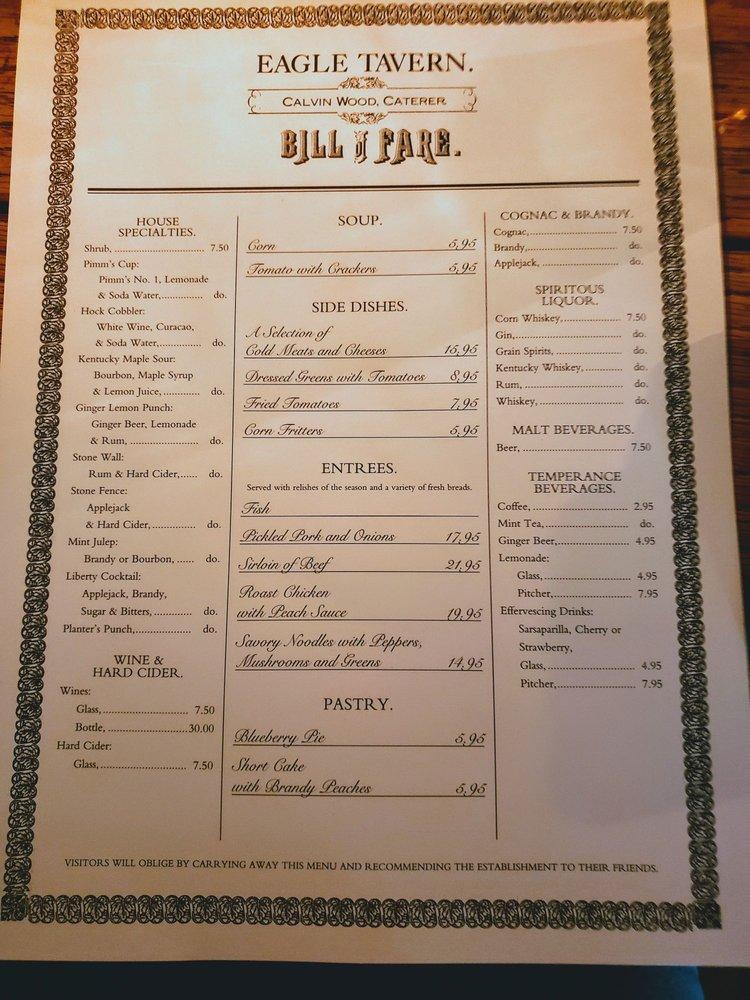 Menu at Eagle Tavern pub & bar, Dearborn, Main St
