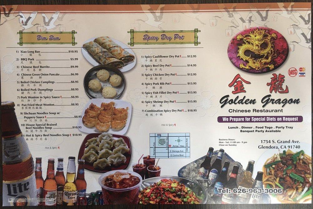 Menu at Golden Dragon Chinese restaurant, Glendora, S Grand Ave