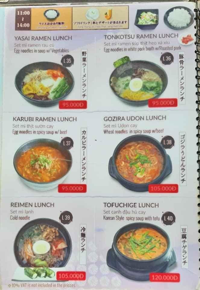 Menu at JAPAN STYLE BBQ ENZA, Ho Chi Minh City