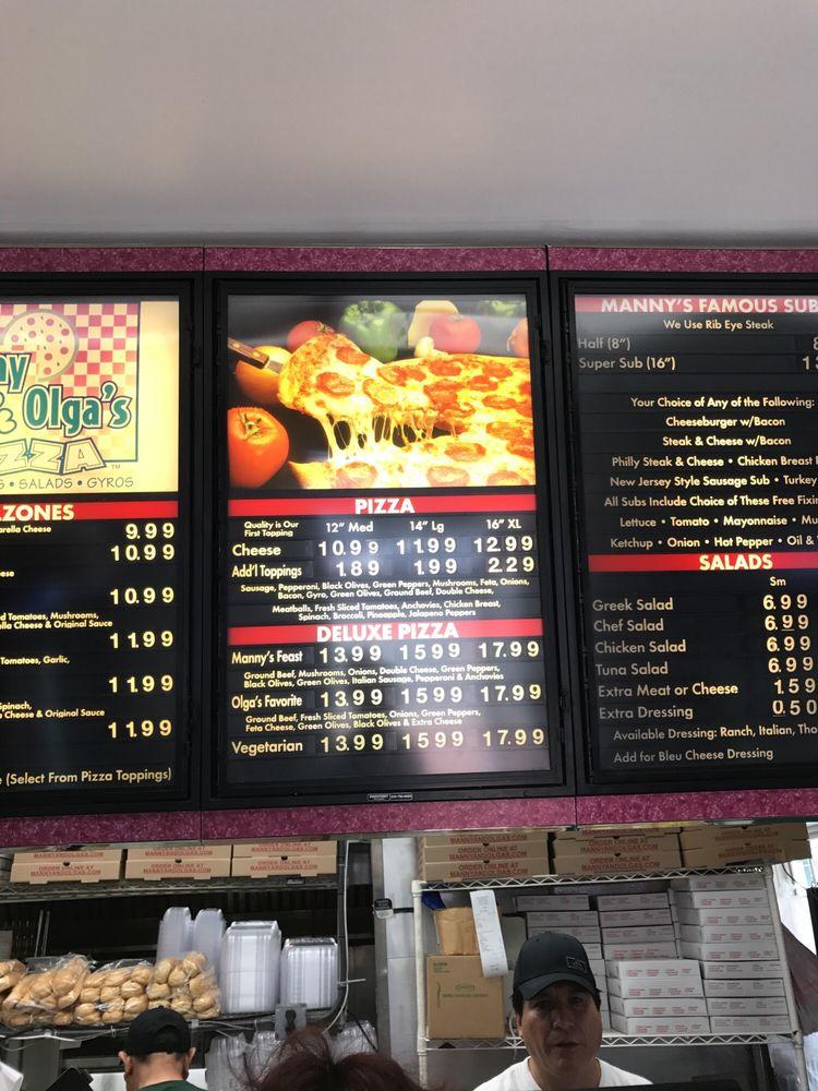 Menu at Manny & Olga's Pizza pizzeria, Bethesda, Woodmont Ave