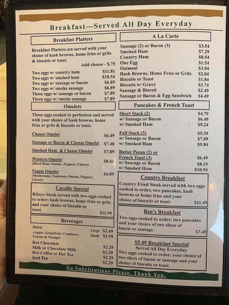 Menu at The Cupboard Restaurant, Memphis
