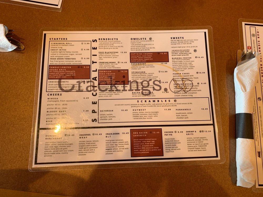 Menu at Crackings restaurant, Destin