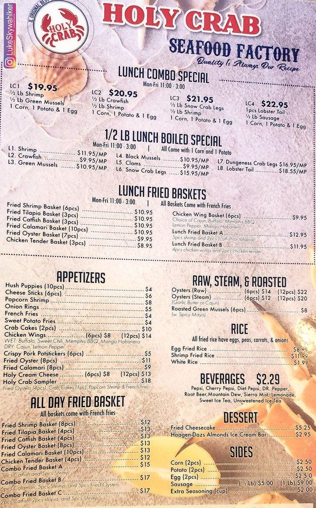 Carta del restaurante Holy Crab, East Peoria, 205 River Road