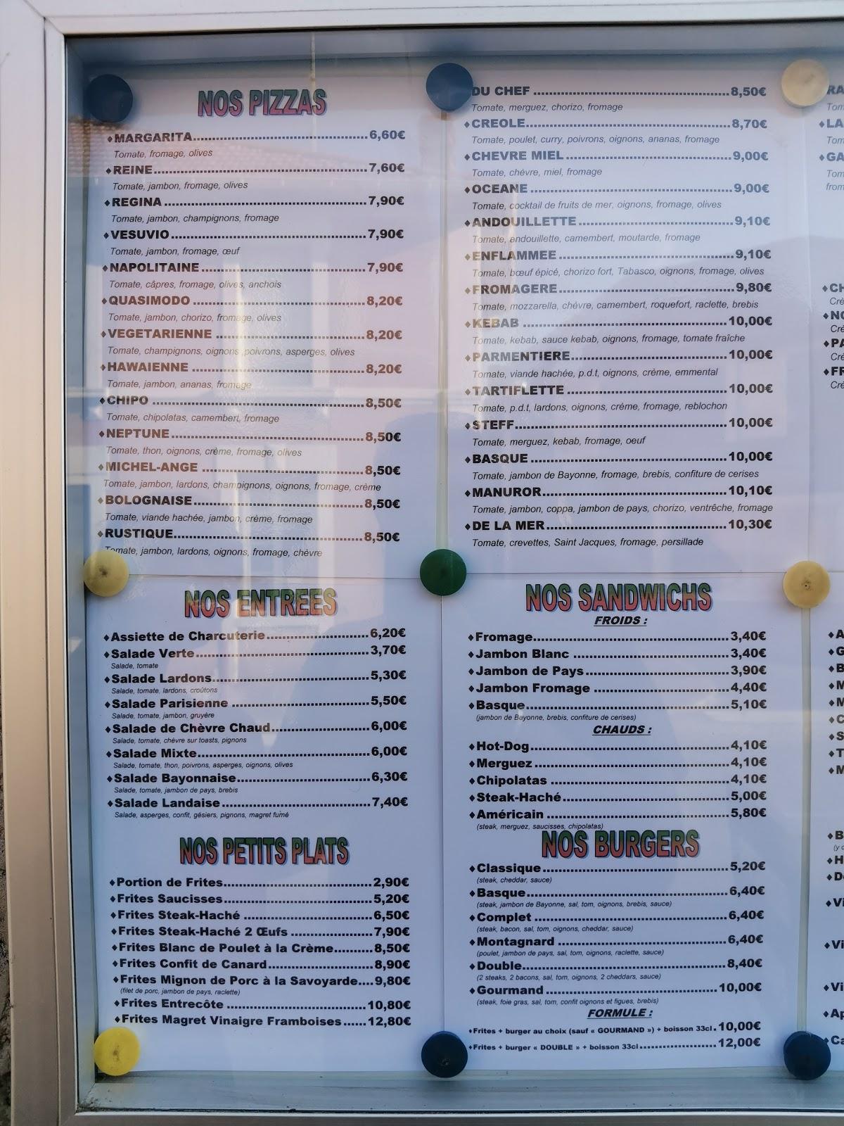 Carta de pizzería Pizza Steff, Rion-des-Landes