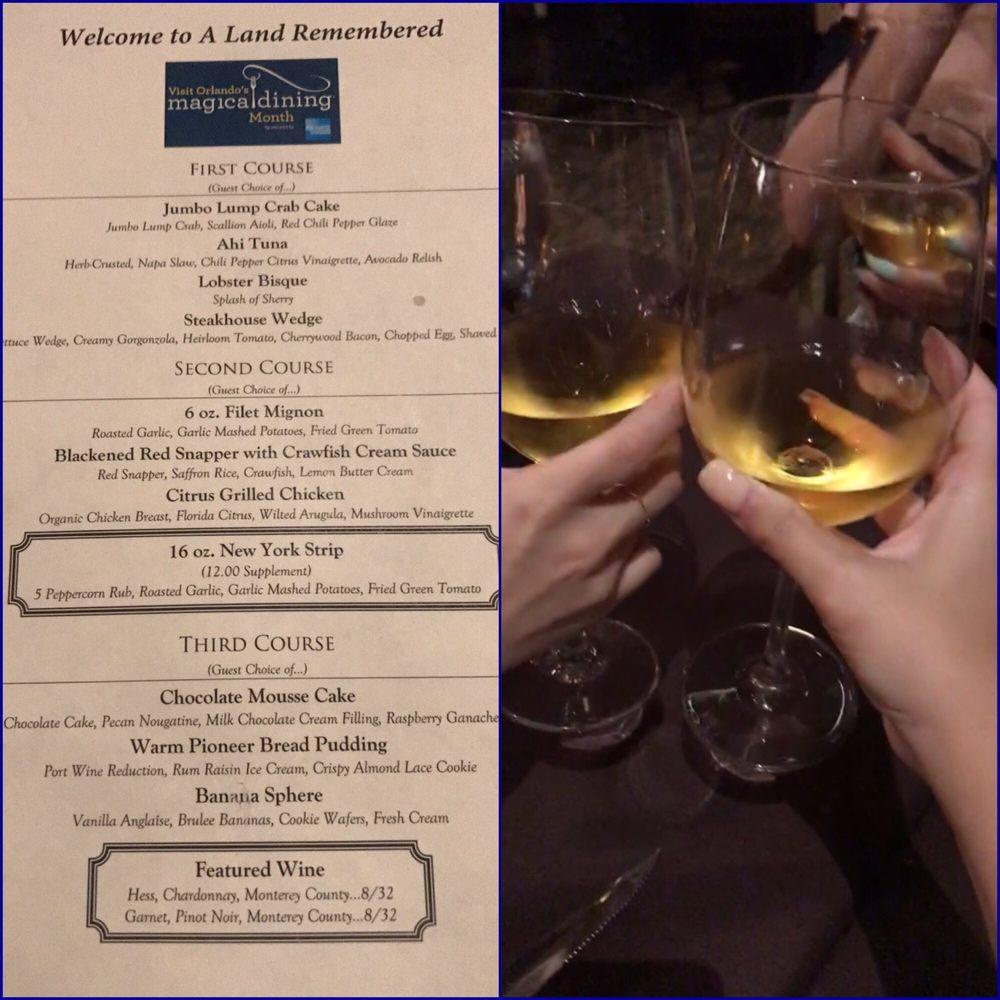Menu at A Land Remembered steakhouse, Orlando, Universal Blvd