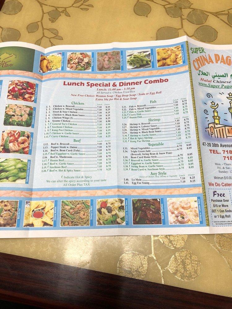 Menu at China Pagoda restaurant, New York City, 47-20 30th Ave