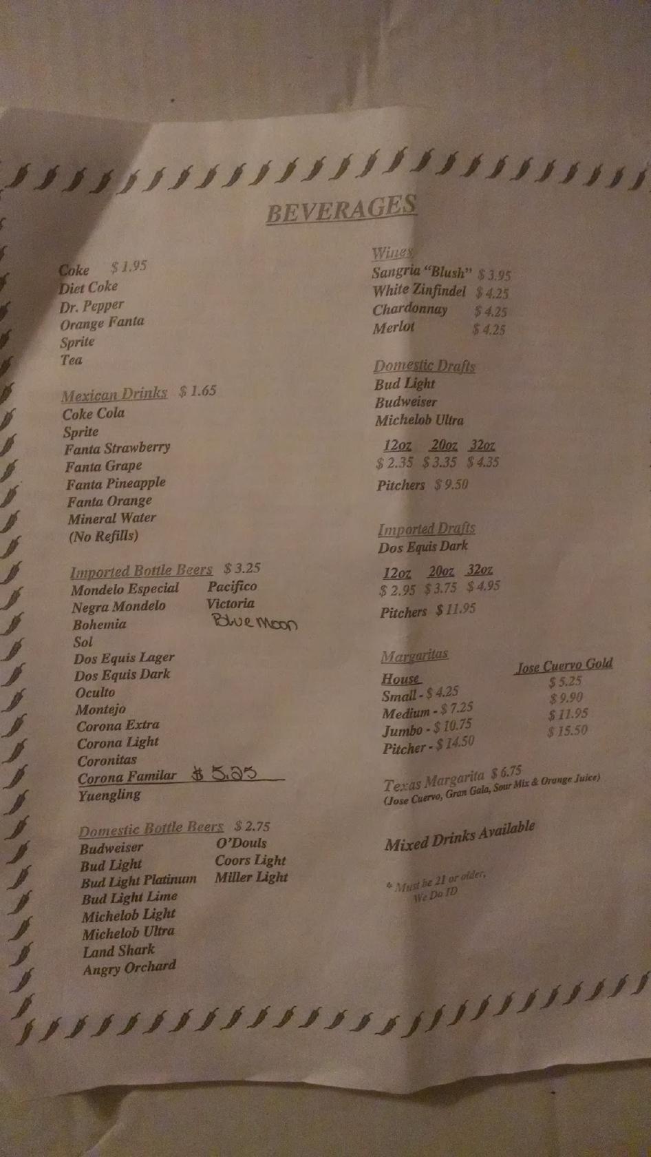 Menu at El Chile Rojo pub & bar, Landrum, 209 E Rutherford St