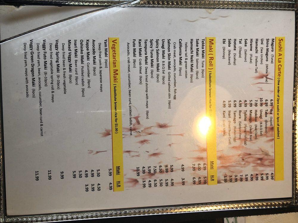 Menu at Inaka Japanese Restaurant, Caledon