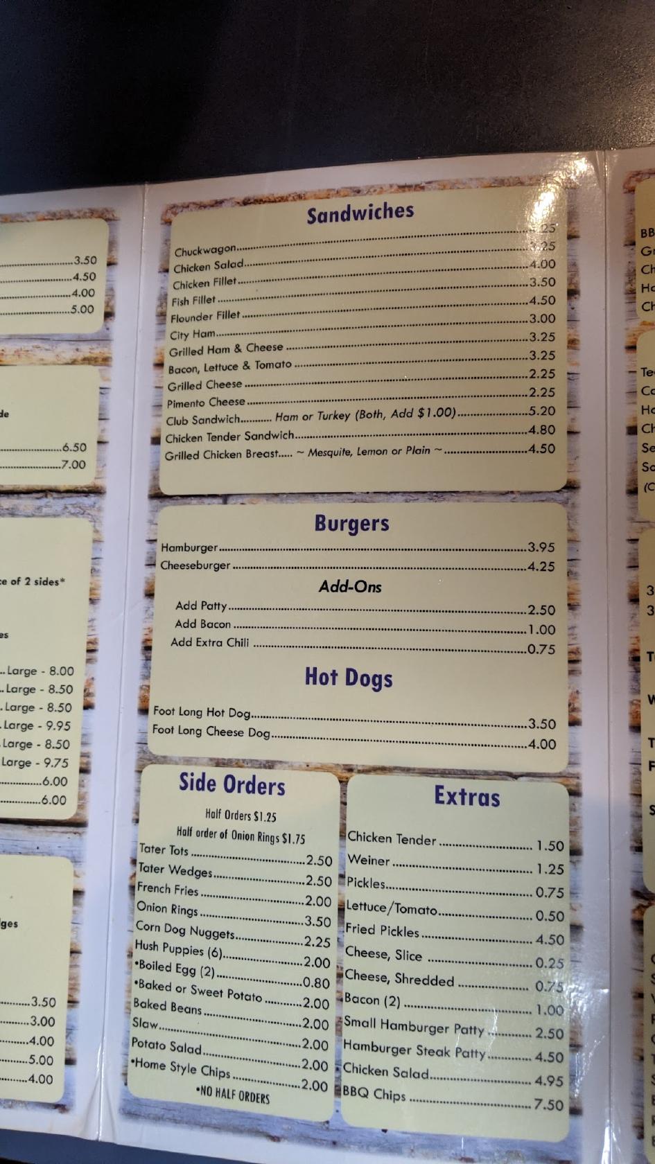 Menu at Log Cabin Bar BQue, Albemarle