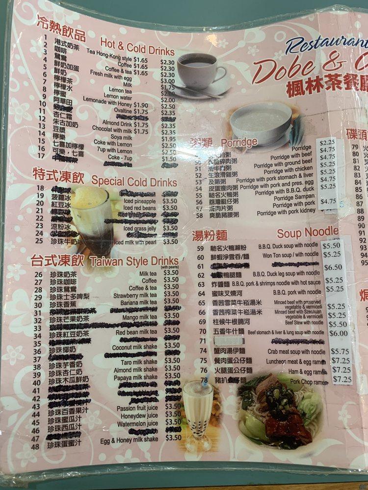 Menu at Restaurant Dobe & Andy, Montréal