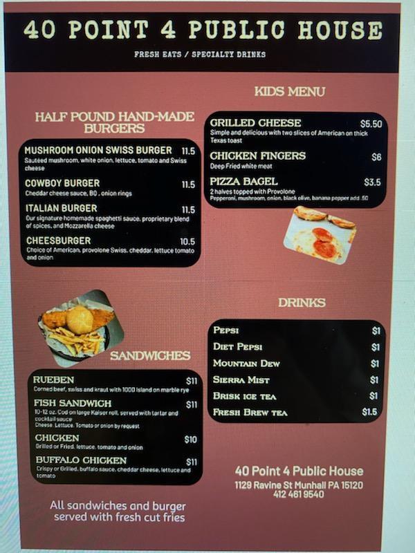 Menu at 40.4 Public House, Munhall