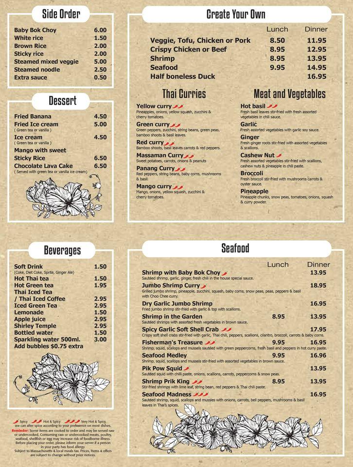 Menu at Anchan House Of Thai Food restaurant, Braintree