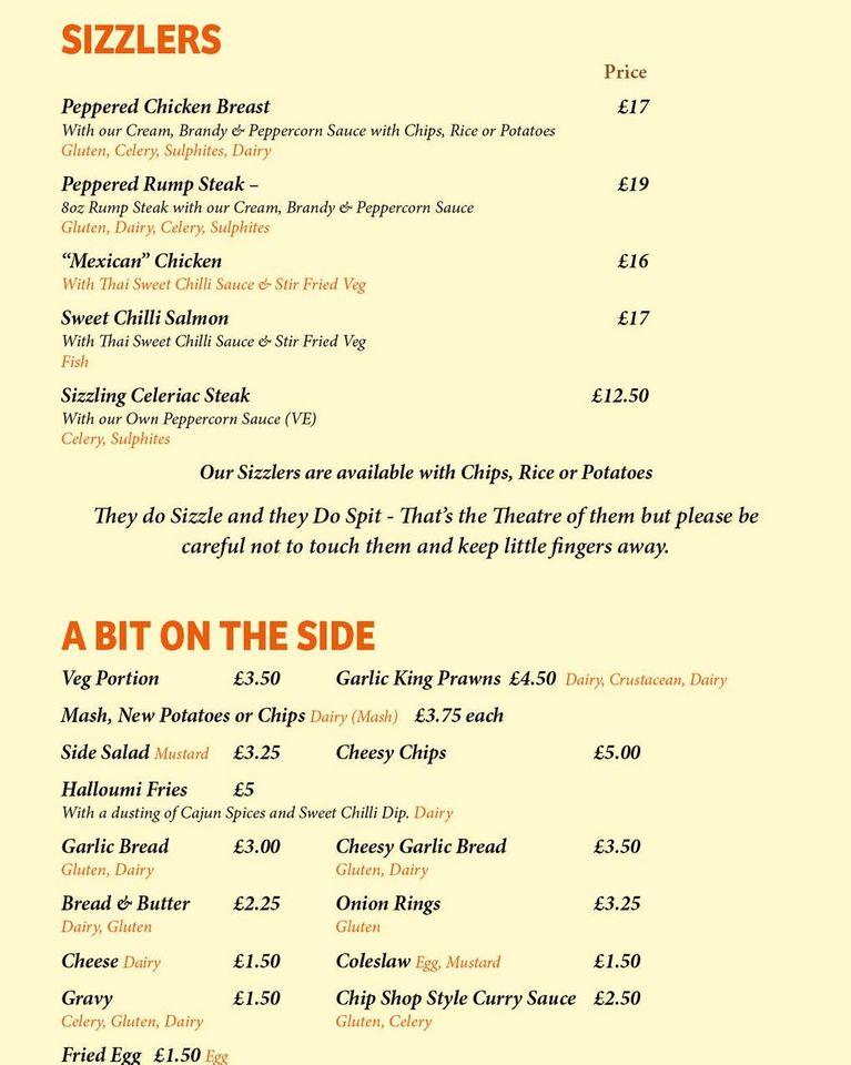 Menu at Dog & Gun pub & bar, Cross Hills, Colne Rd