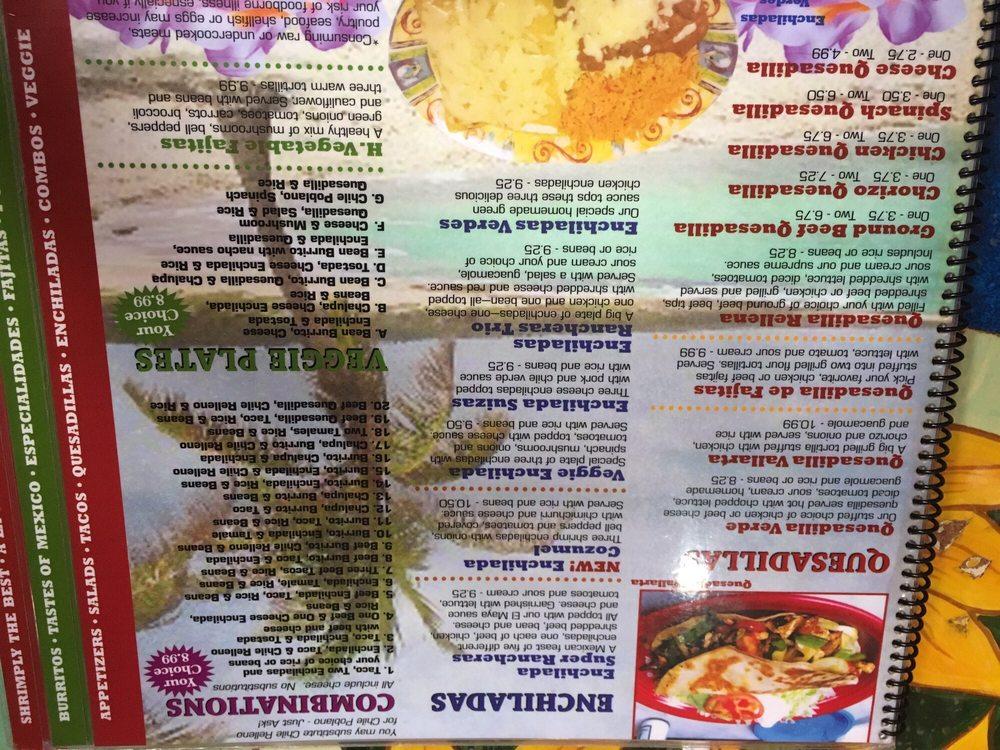 Menu at El Cozumel Mexican Grill restaurant, Burton