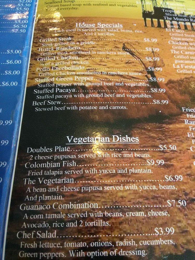 Menu at El Salvador Del Mundo restaurant, Des Moines