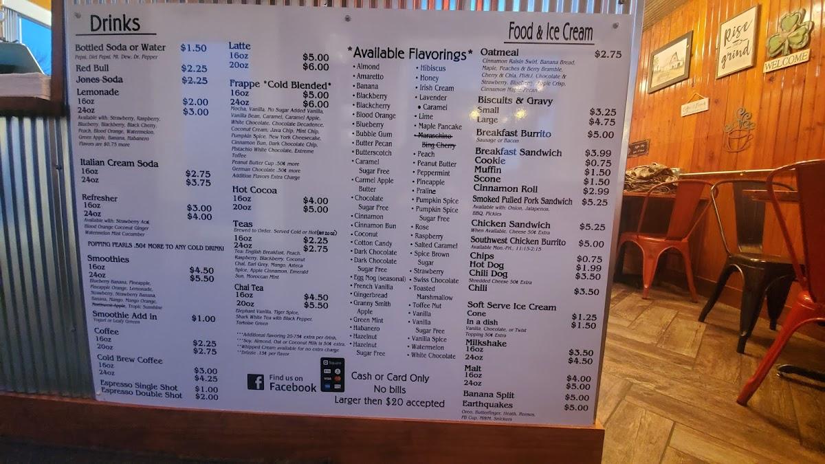 Menu at Gotta Get Some Coffee cafe, Tekamah
