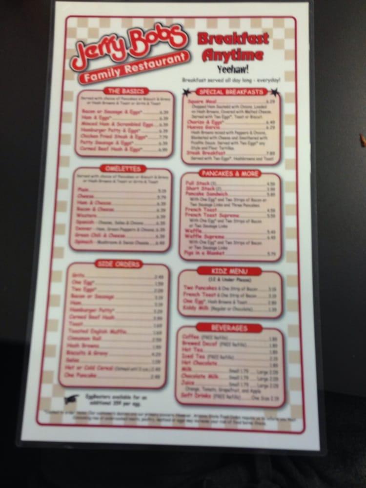 Menu at Jerry Bob's River restaurant, Tucson, W River Rd