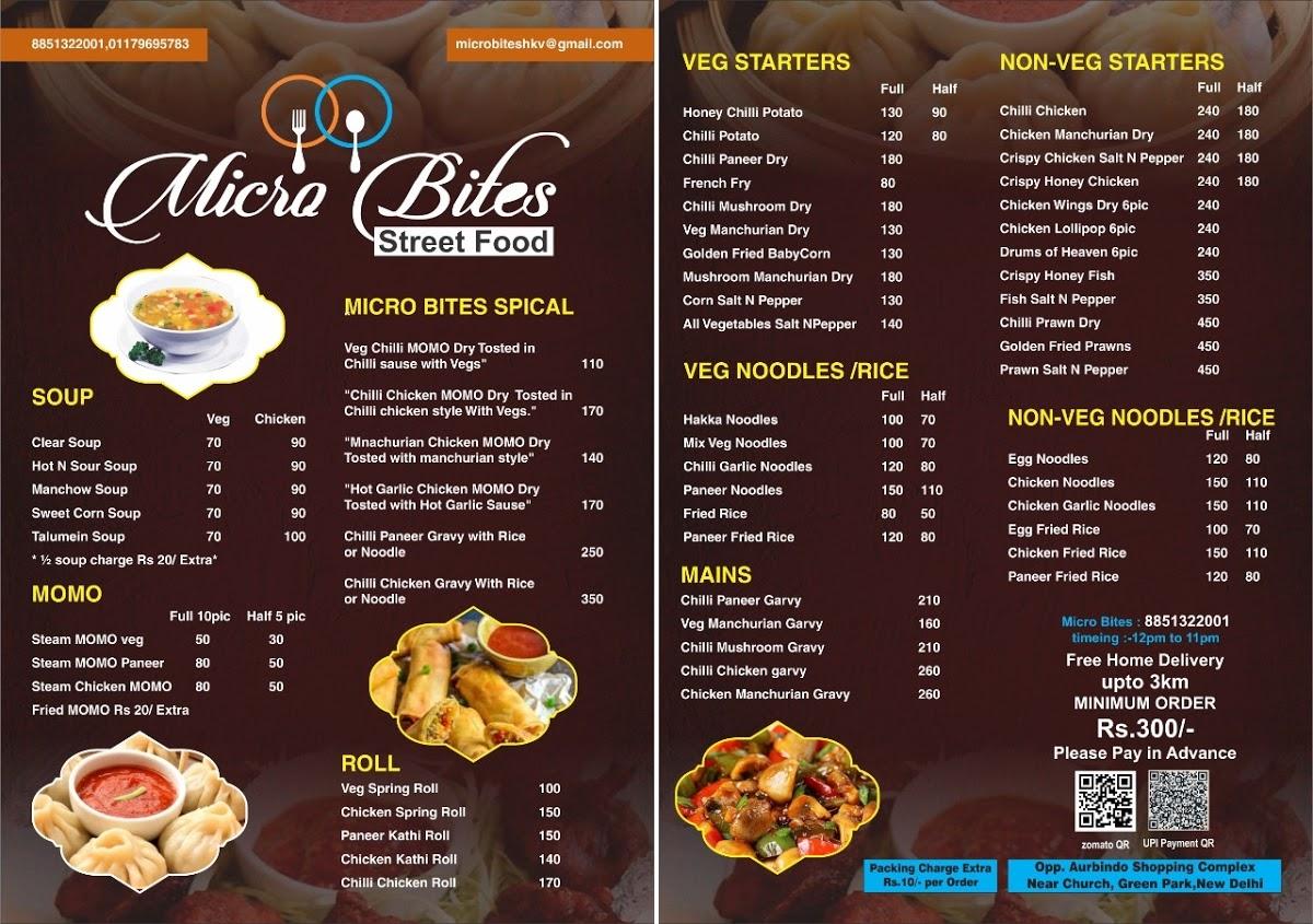 Menu at Micro bites, Delhi
