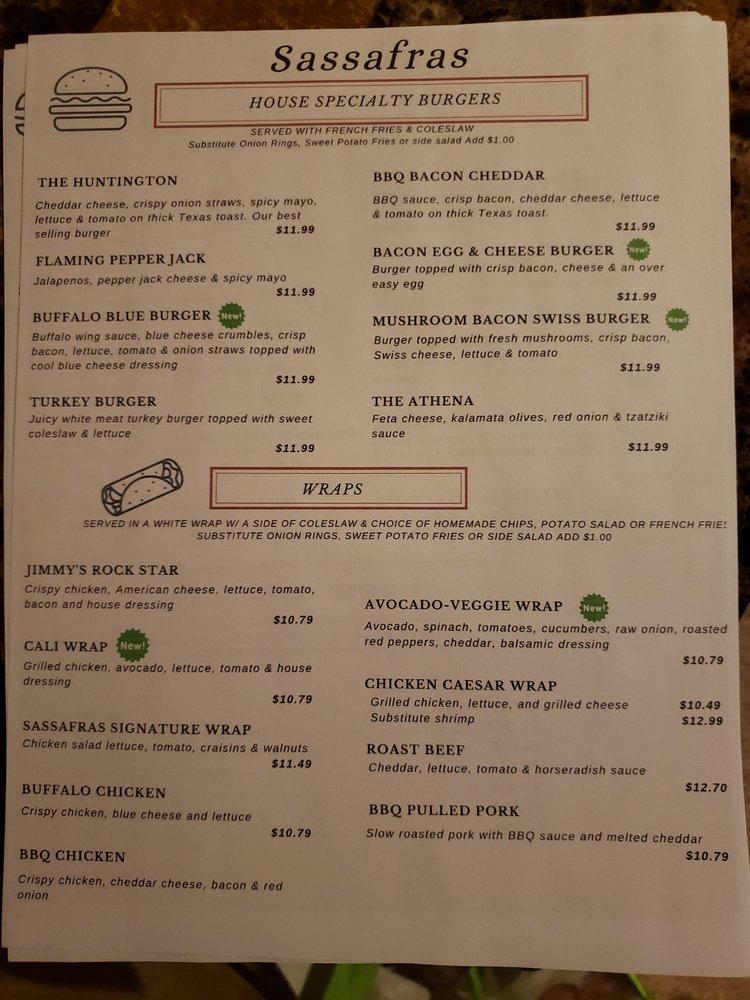 Menu at Sassafras Restaurant & Ice Cream, Shelton