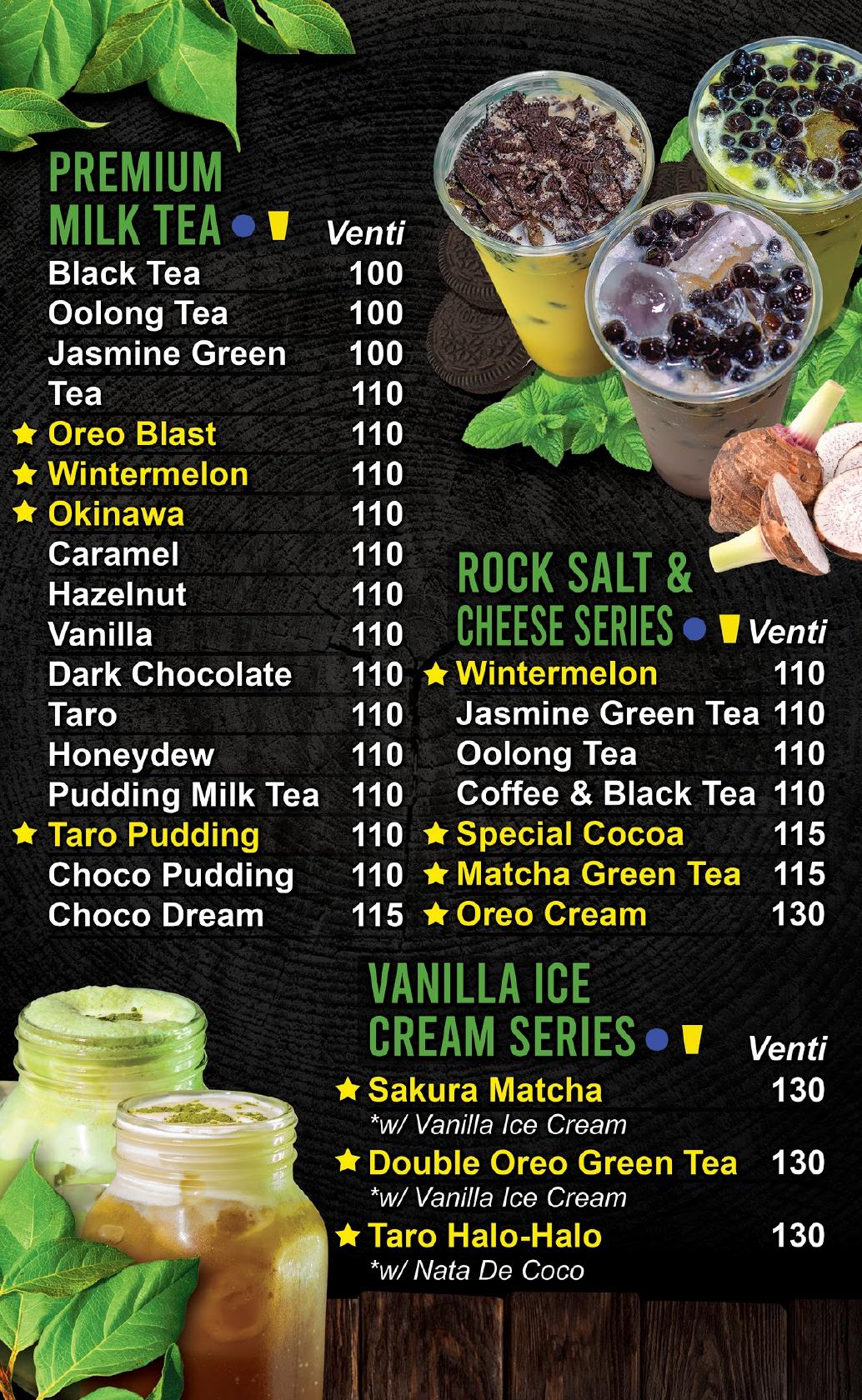 Menu at Teacof Cafe, Davao City