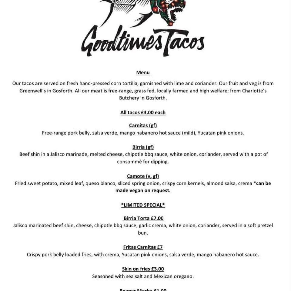 Menu at Collingwood Arms pub & bar, Newcastle upon Tyne, Jesmond ...
