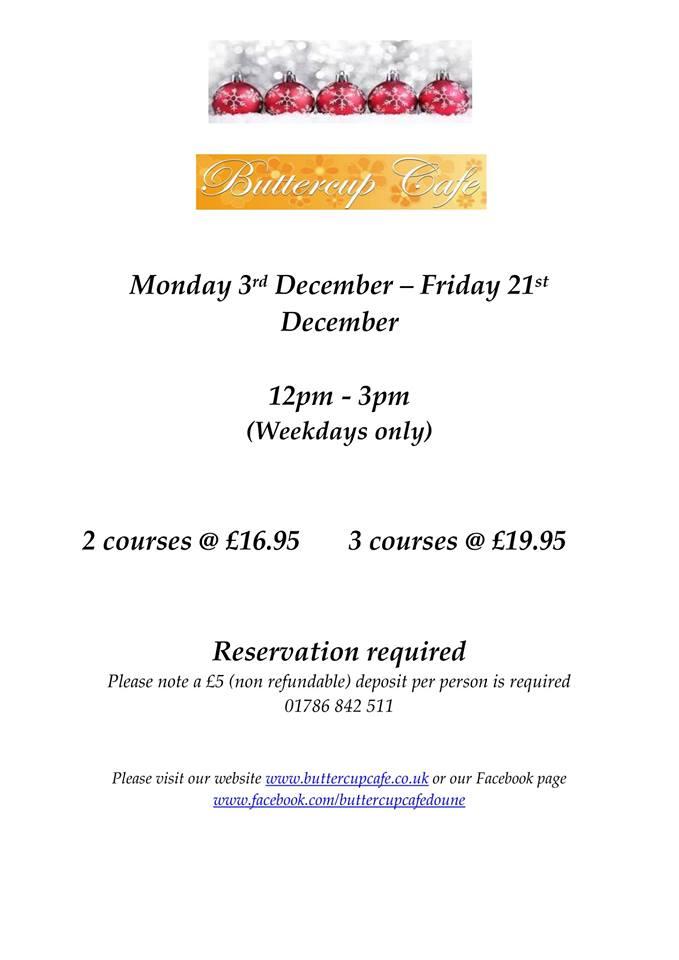 Menu at Buttercup Cafe, Doune