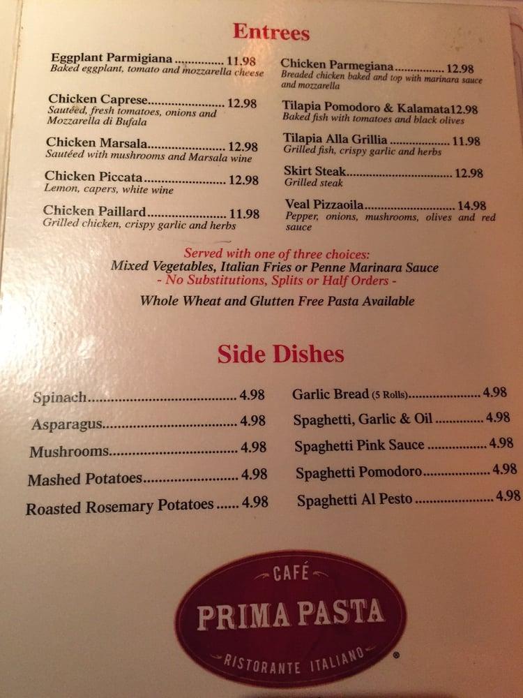 Menu at Cafe Prima Pasta, Miami Beach, 414 71st St
