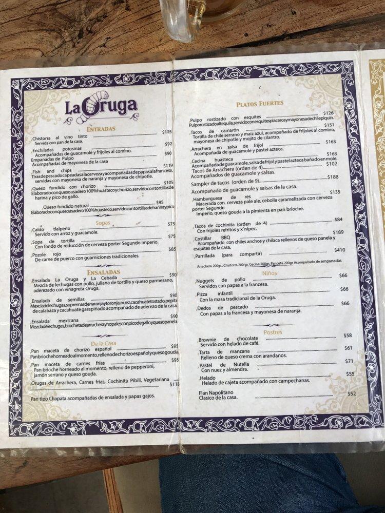 Menu at La Oruga y La Cebada pub & bar, San Luis Potosi, Avenida ...