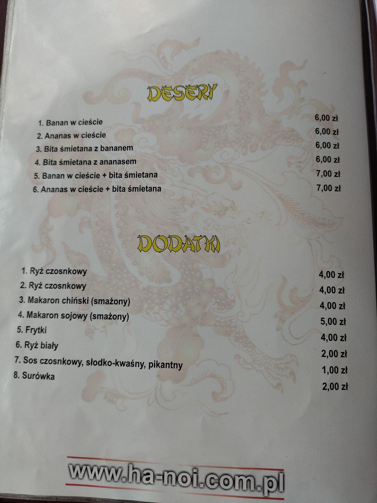 Menu at Restauracja HA-NOI restaurant, Legnica