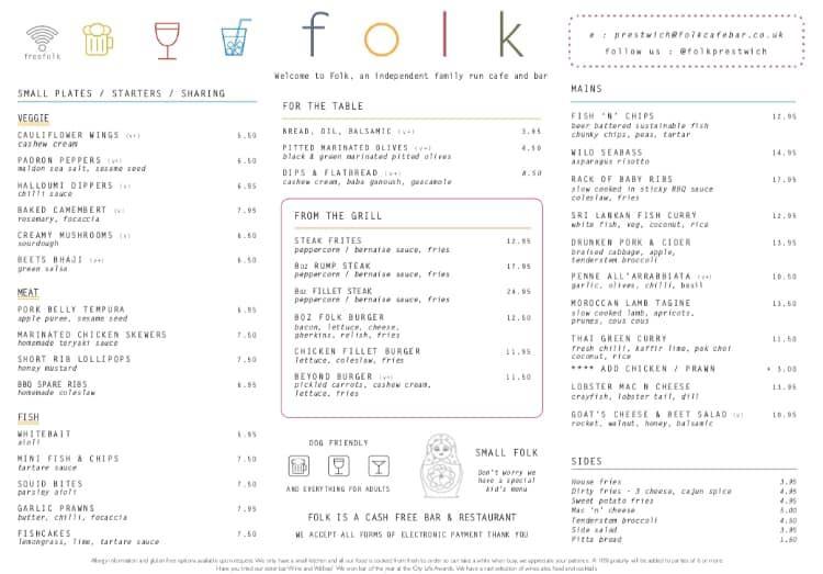 Menu at Wine and Wallop Prestwich pub & bar, Prestwich, 403 Bury New Rd