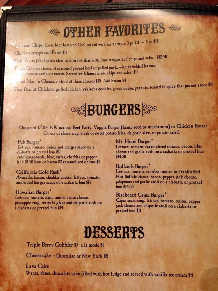 Menu at Clock Tower Ales pub & bar, The Dalles