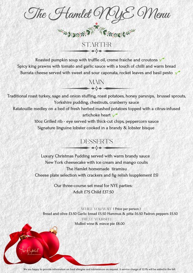 Menu at Hamlet Bar Lounge & Restaurant, London