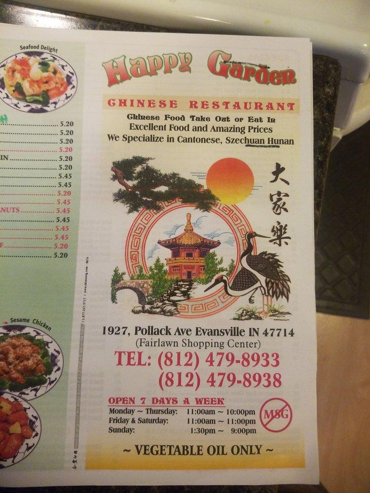 Menu at Happy Garden restaurant, Evansville