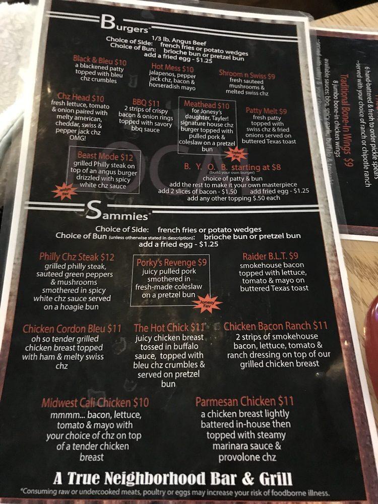 Menu at Jonesy's local pub & bar, Hudson