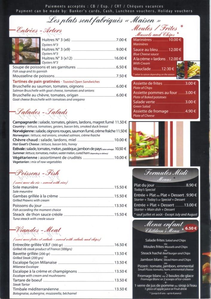 Menu au Le Milano pizzeria, Châtelaillon-Plage