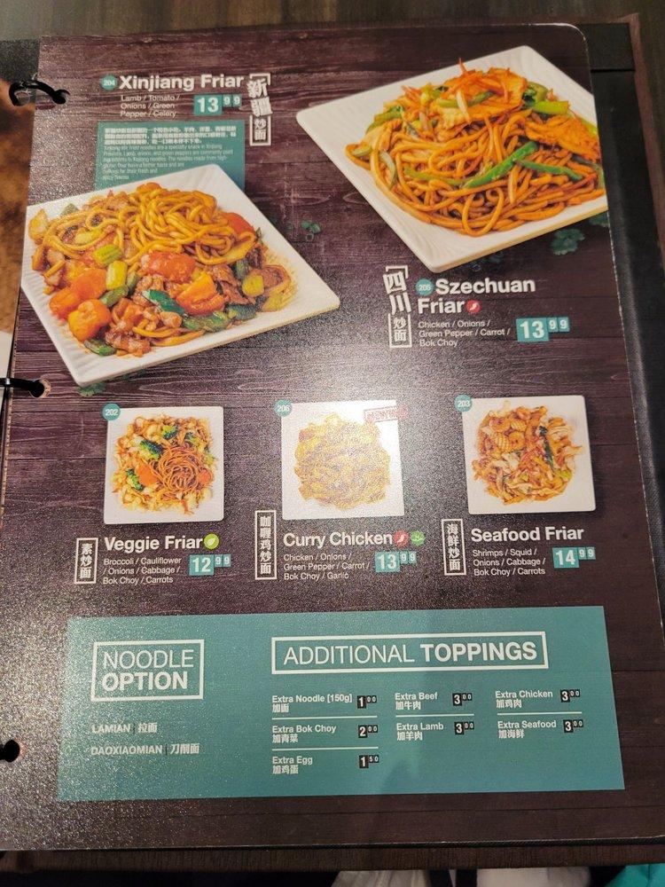 Menu at Magic Noodle restaurant, Toronto, Sandhurst Circle