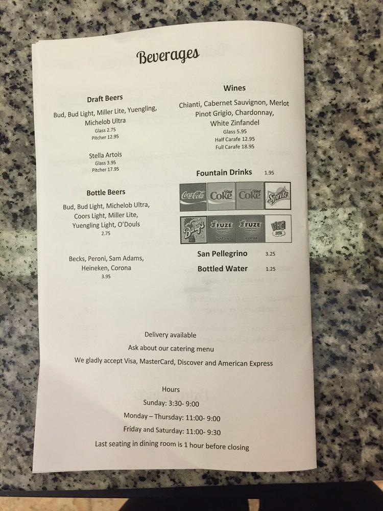 Menu at Mama Maria's Pizzeria and Subs, Venice