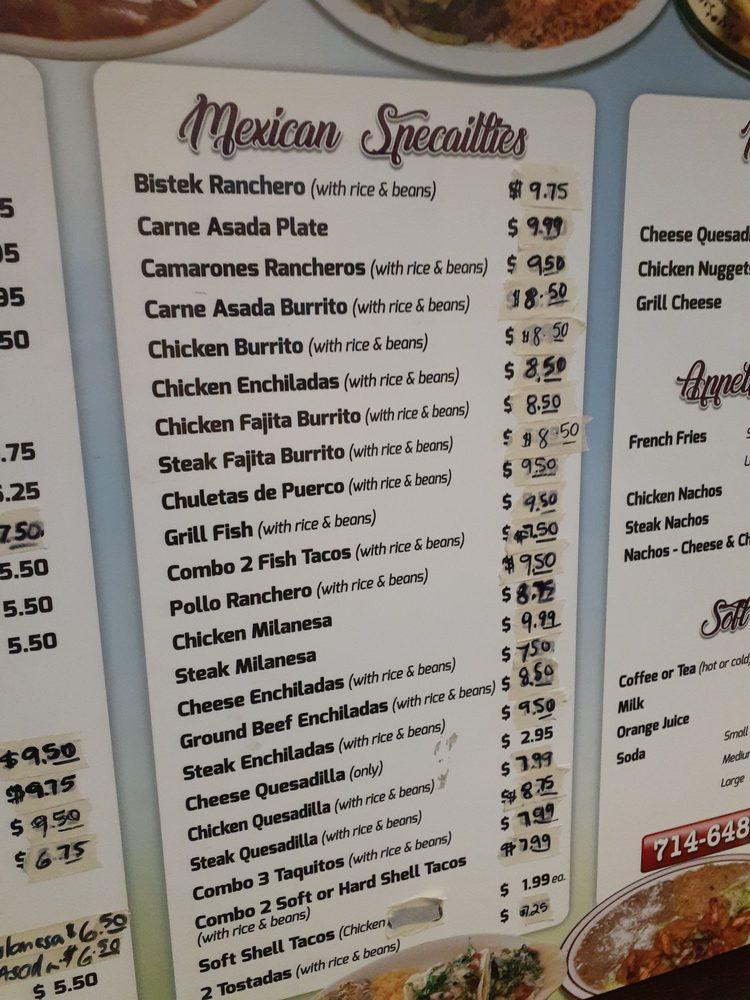 Menu at Mini Cafe, Santa Ana